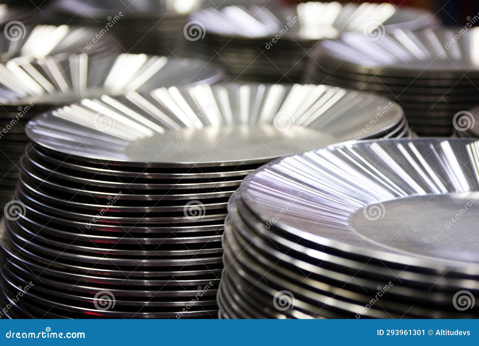 Close-up of Rows of Identical Metallic Langar Plates Stock Image ...