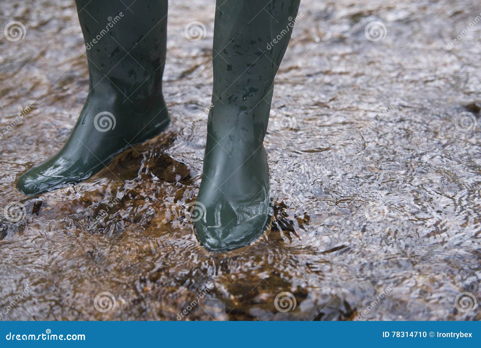 Close Up on Rubber Boots in the Water Stock Photo - Image of puddle ...