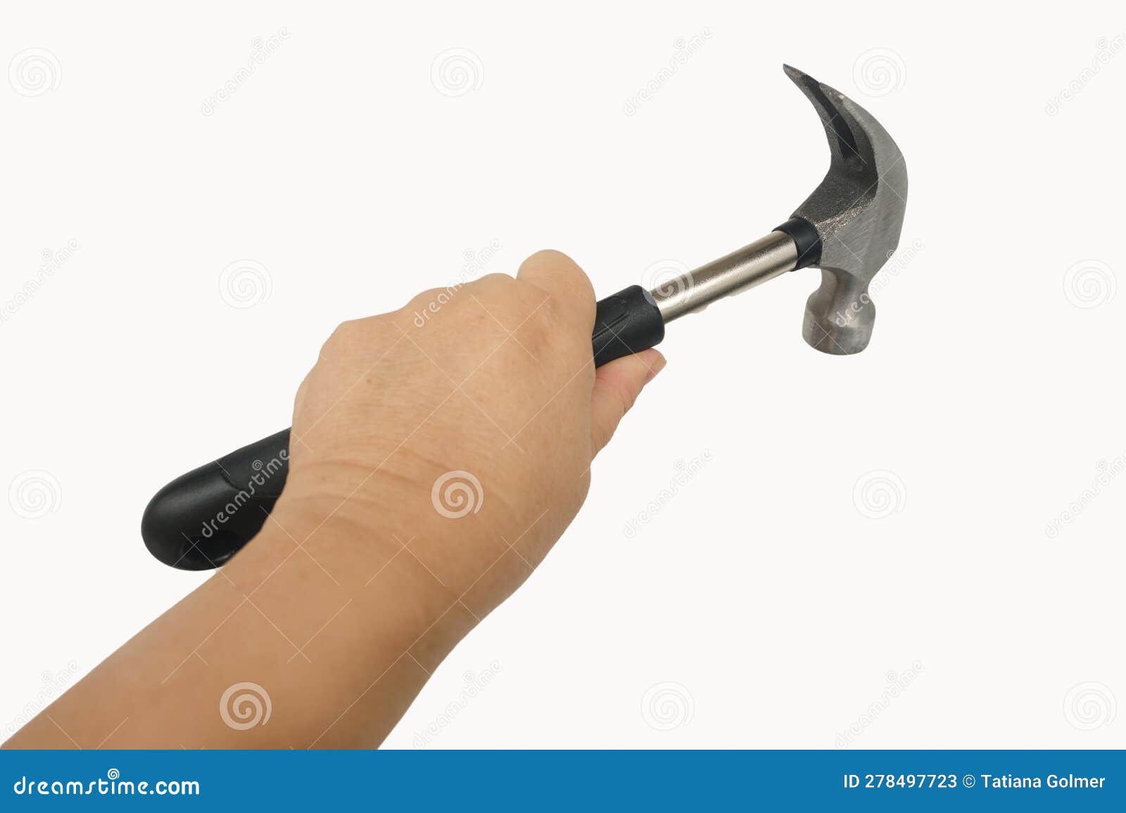 Close-up of Rubber-handled Hammer with Nail Puller, Round Head for Fine ...