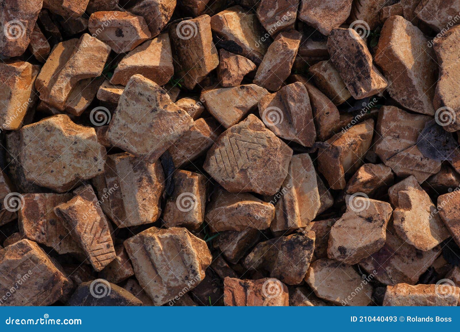 Ruins of Old Broken Brick Fragments in the Rain Stock Image - Image of ...