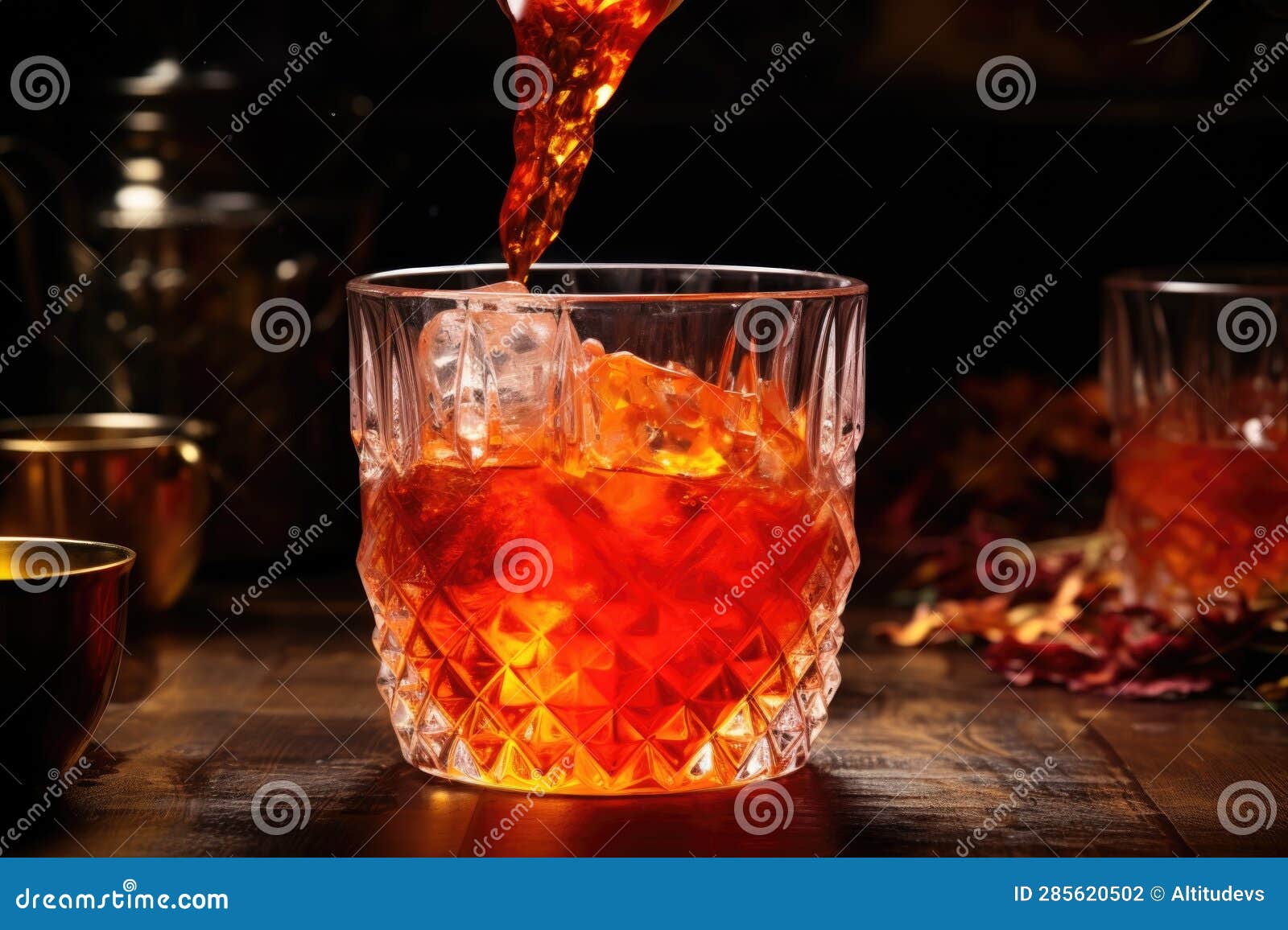 Close-up of Rum Punch Pouring into a Glass Stock Illustration ...