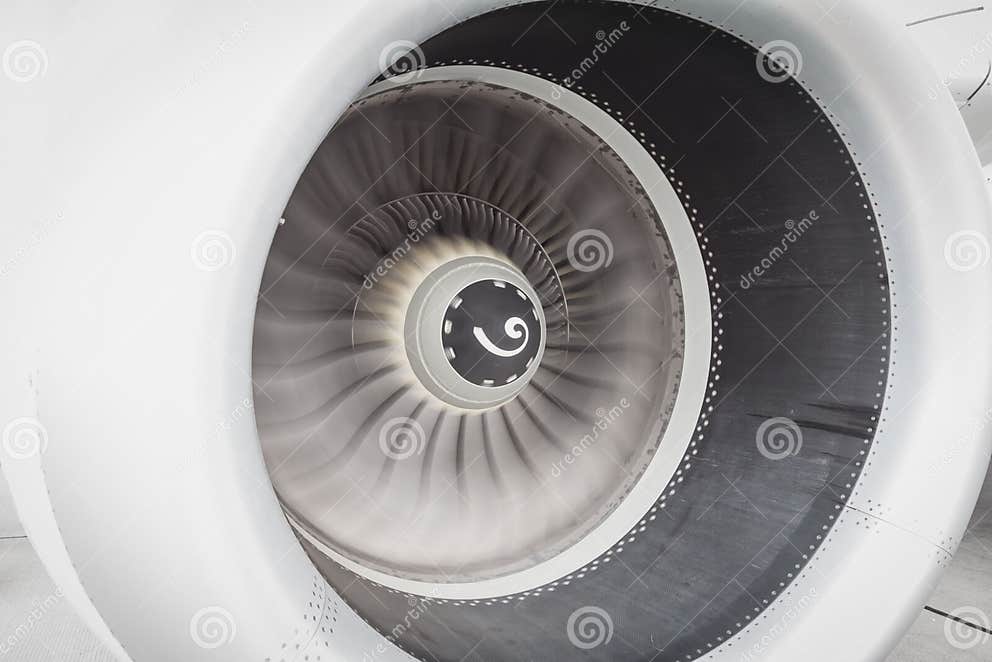 Close-up of the Running Engine of the Jet Plane Stock Image - Image of ...