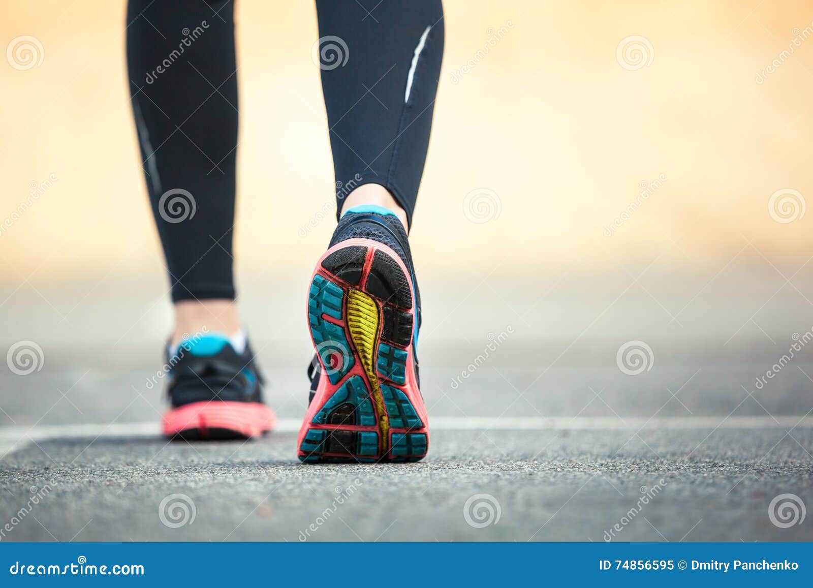 Close Up of Running Shoes on Road. Stock Image - Image of jogging ...