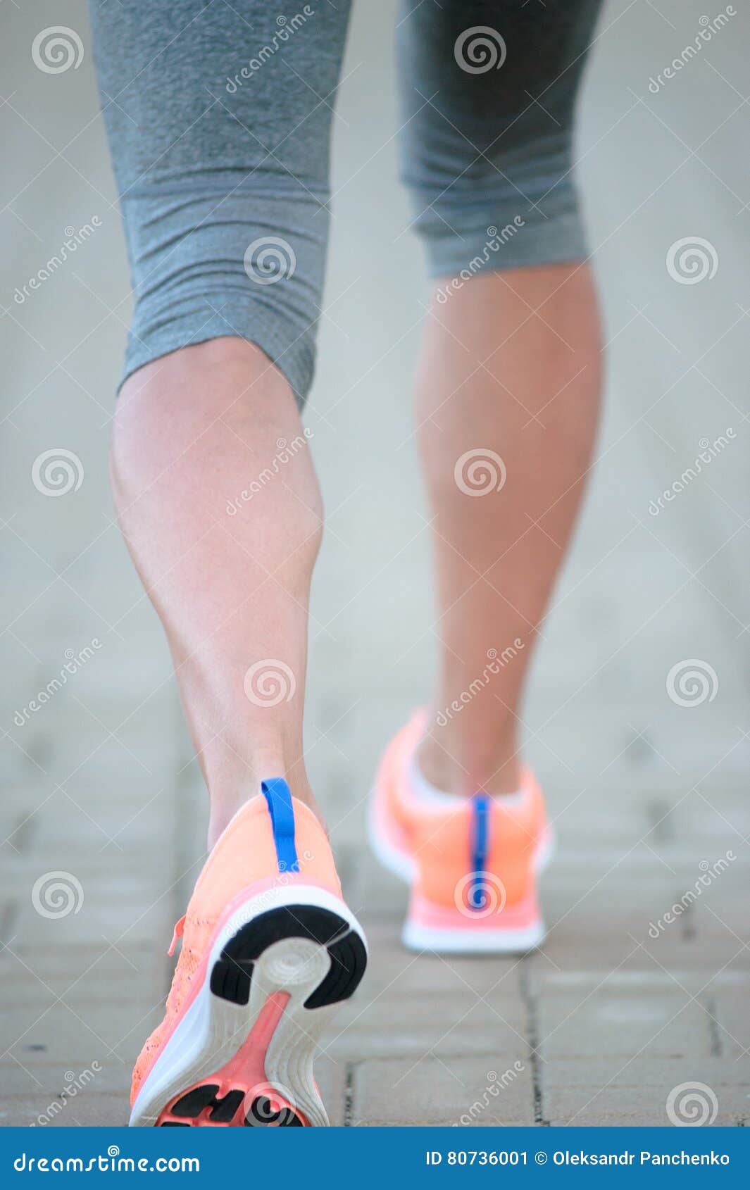Close Up of Running Shoes on Road. Rear View Stock Image - Image of ...