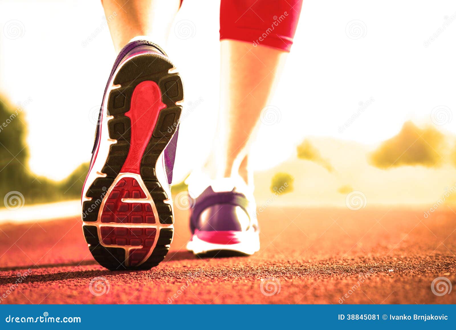 Close Up of Running Shoes in Use Stock Image - Image of walking ...