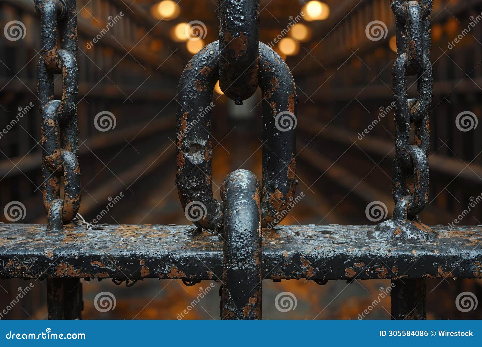 A Close-up of Rusted Chains and Bar Stock Photo - Image of solitary ...