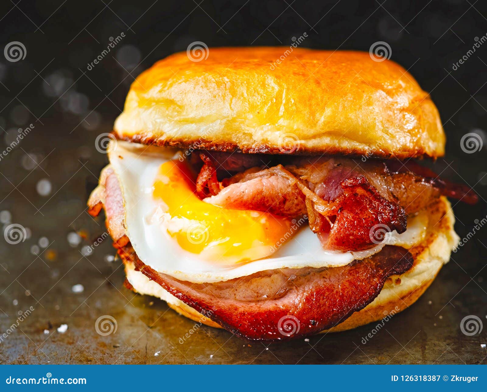 Rustic Bacon Egg Breakfast Sandwich Bun Stock Image - Image of disease ...