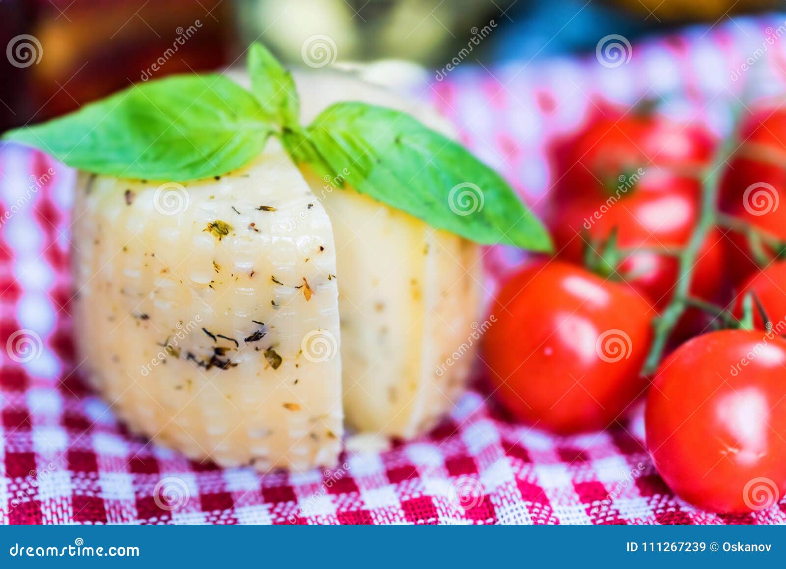 Rustic Cheese with Herbs and Tomatoes Stock Image - Image of fresh ...