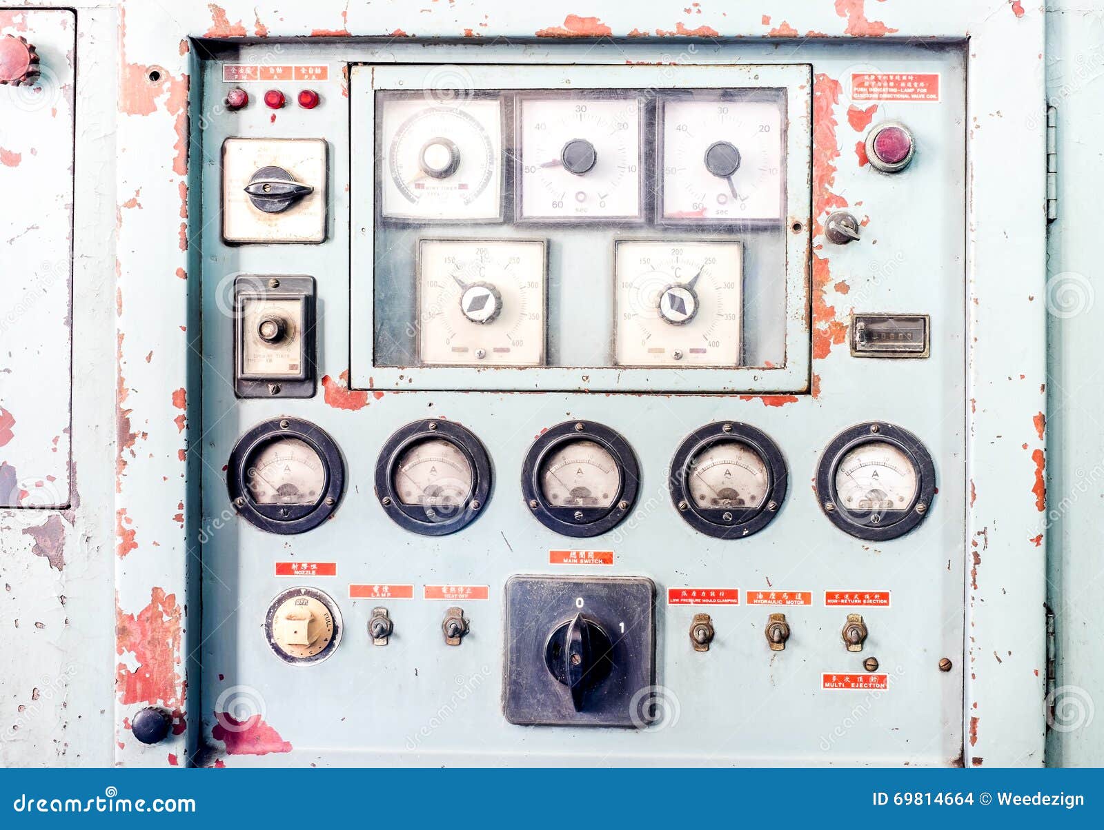 Close Up Rustic Control Panel of Old Machine,grunge Object Stock Photo ...