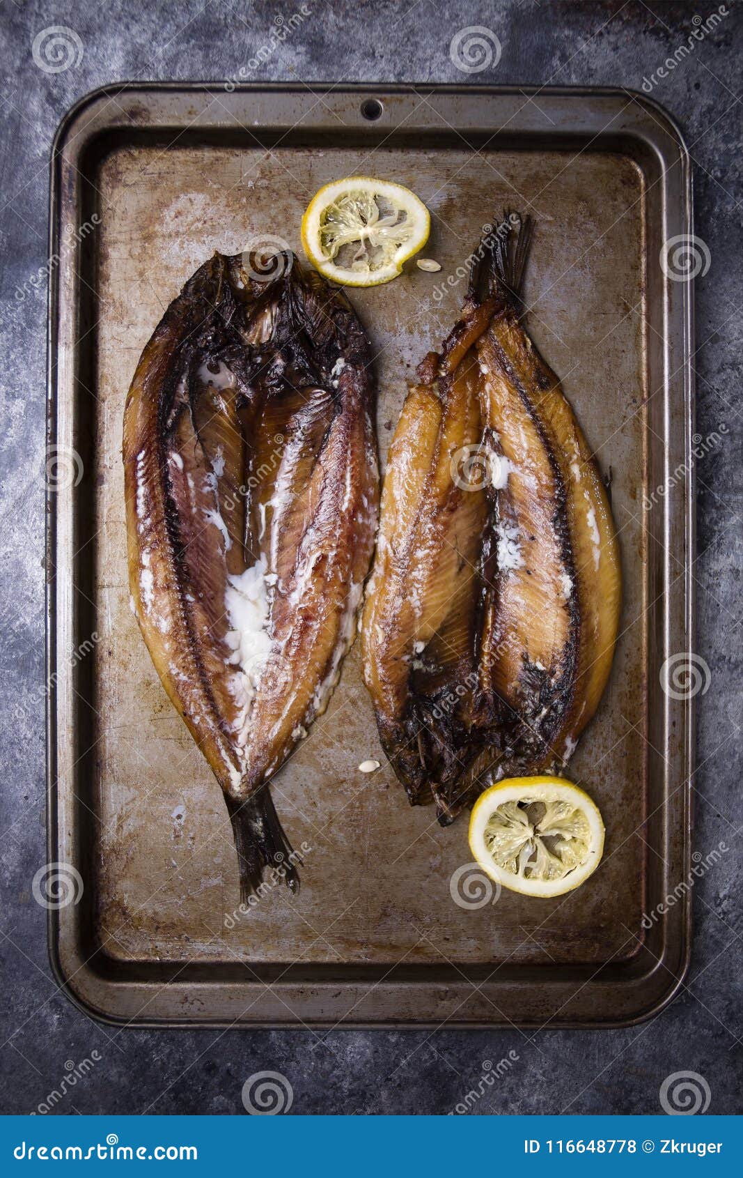 Rustic Smoked English Kippers Stock Photo - Image of breakfast, fish ...