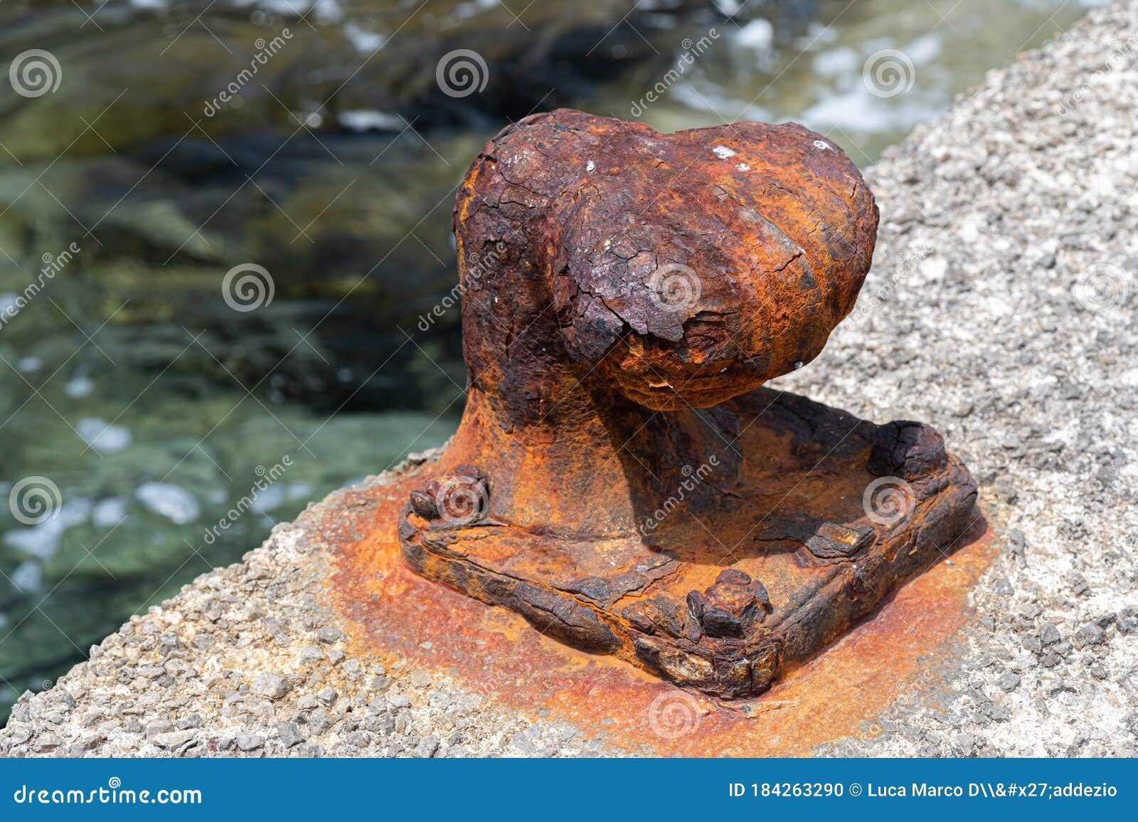 Close Up of Rusty Bollard in a Pier Stock Photo - Image of rough ...