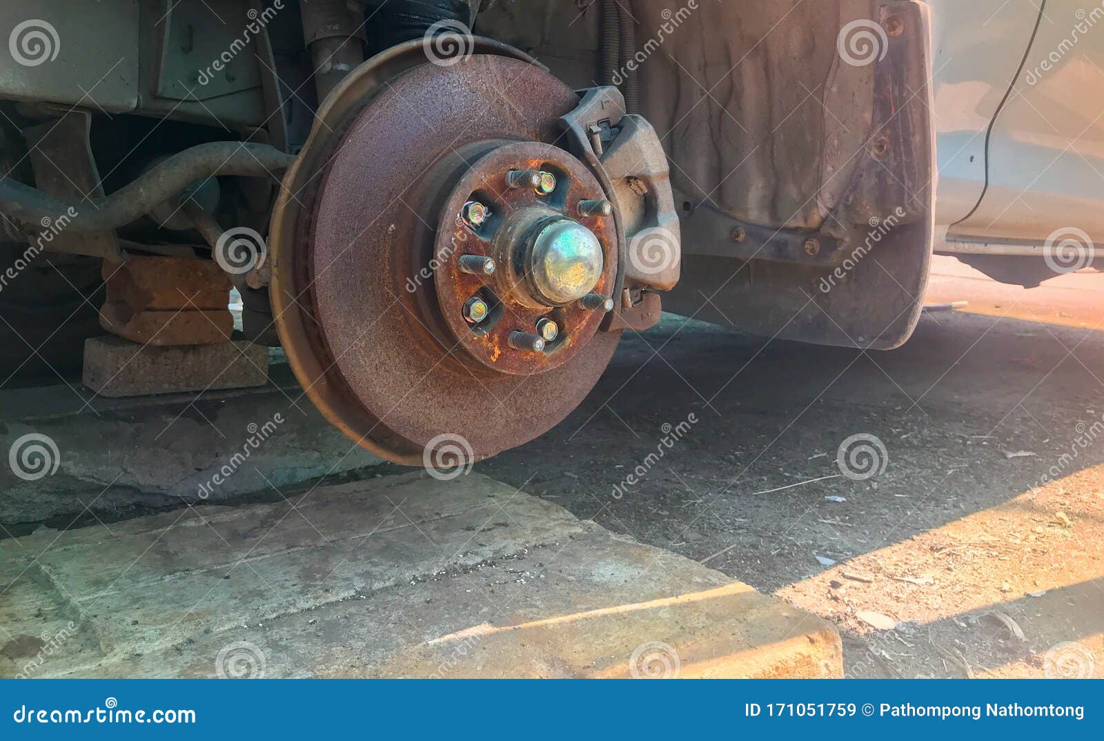 Rusty Broken Car with Missing Wheel Stock Image - Image of boneyard ...