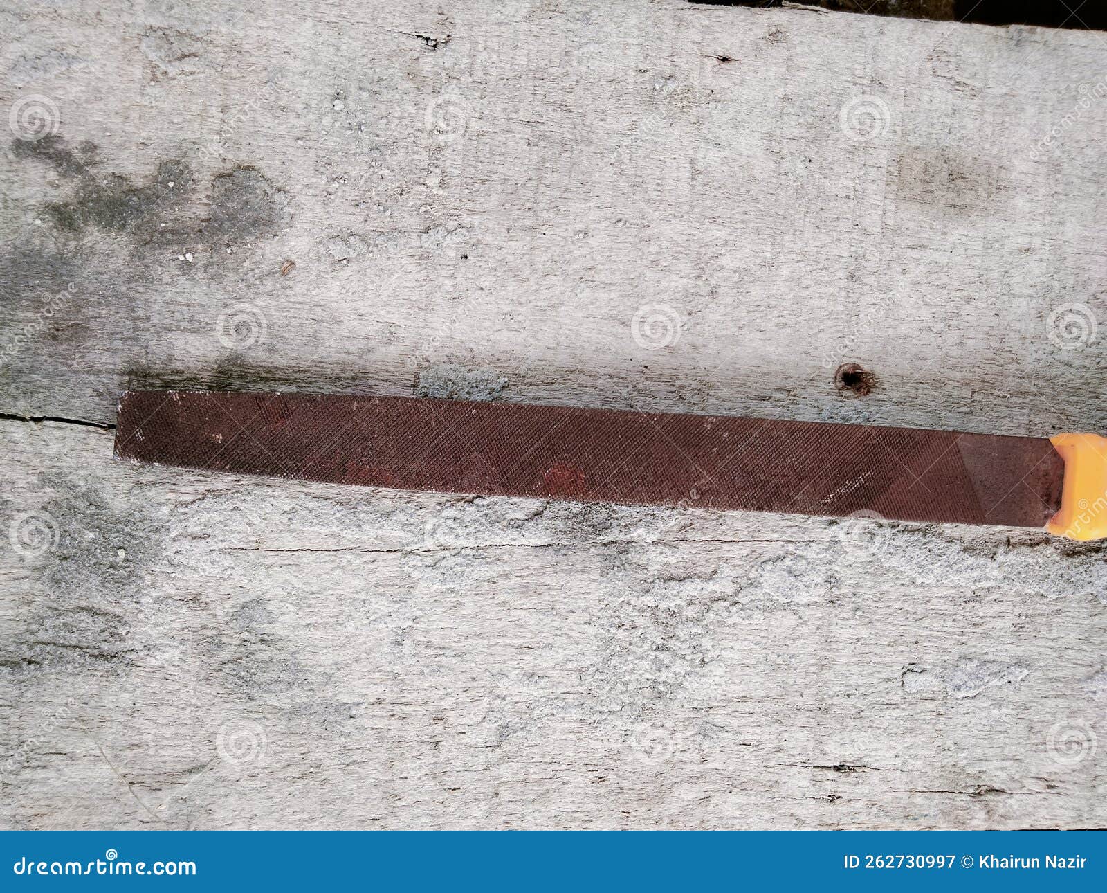 Close-up of a Rusty File on a Flat Wood Background Stock Image - Image ...