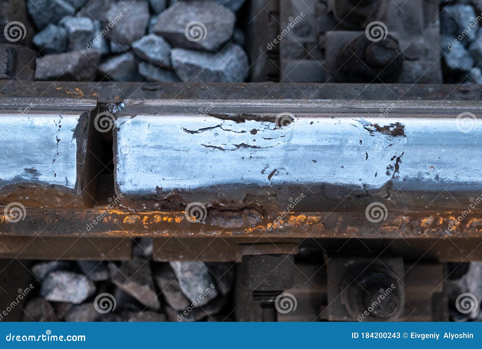 Close Up of Rusty Metal. Closeup of Damaged Rail. Railroad Problems ...