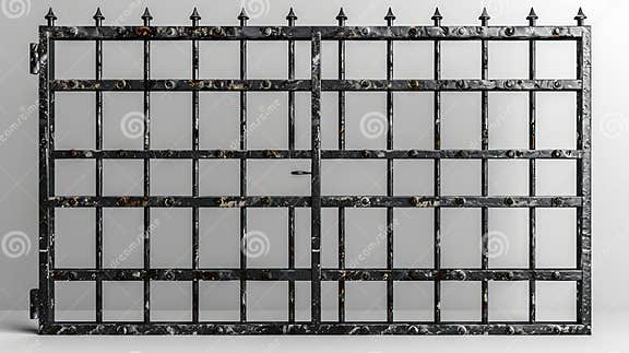 A Close-up of a Rusty Metal Gate with Sharp Points at the Top, Isolated ...