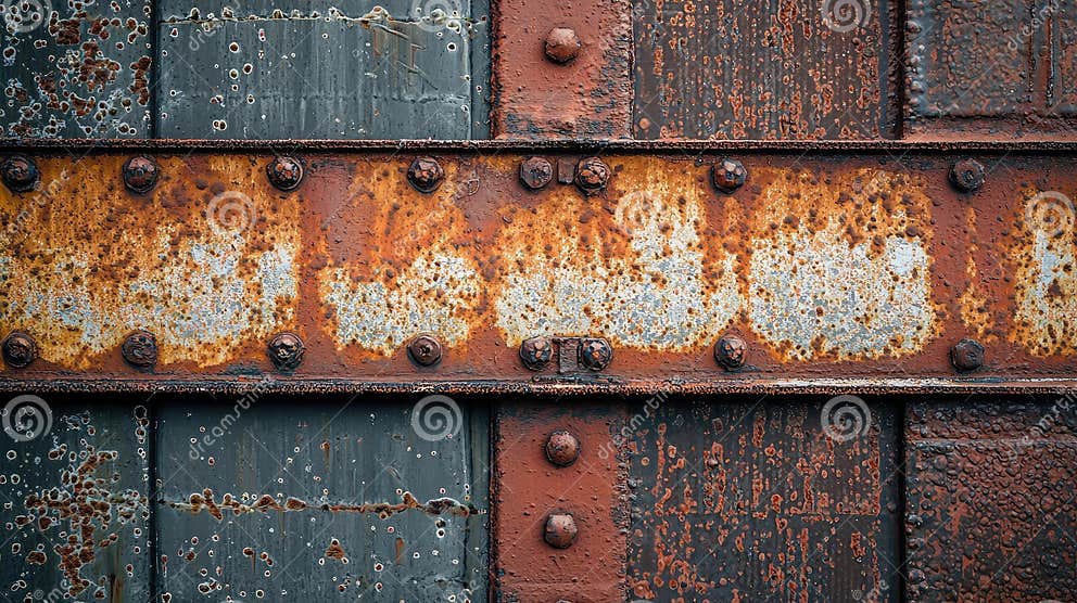 Close Up of Rusty Metal with Rivets Texture and Abstract Background ...