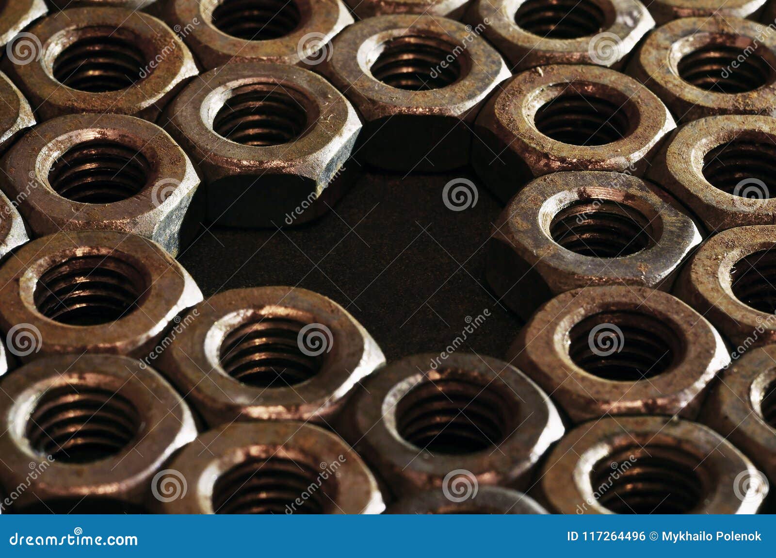 Close-up of rusty nuts stock photo. Image of femalescrew - 117264496
