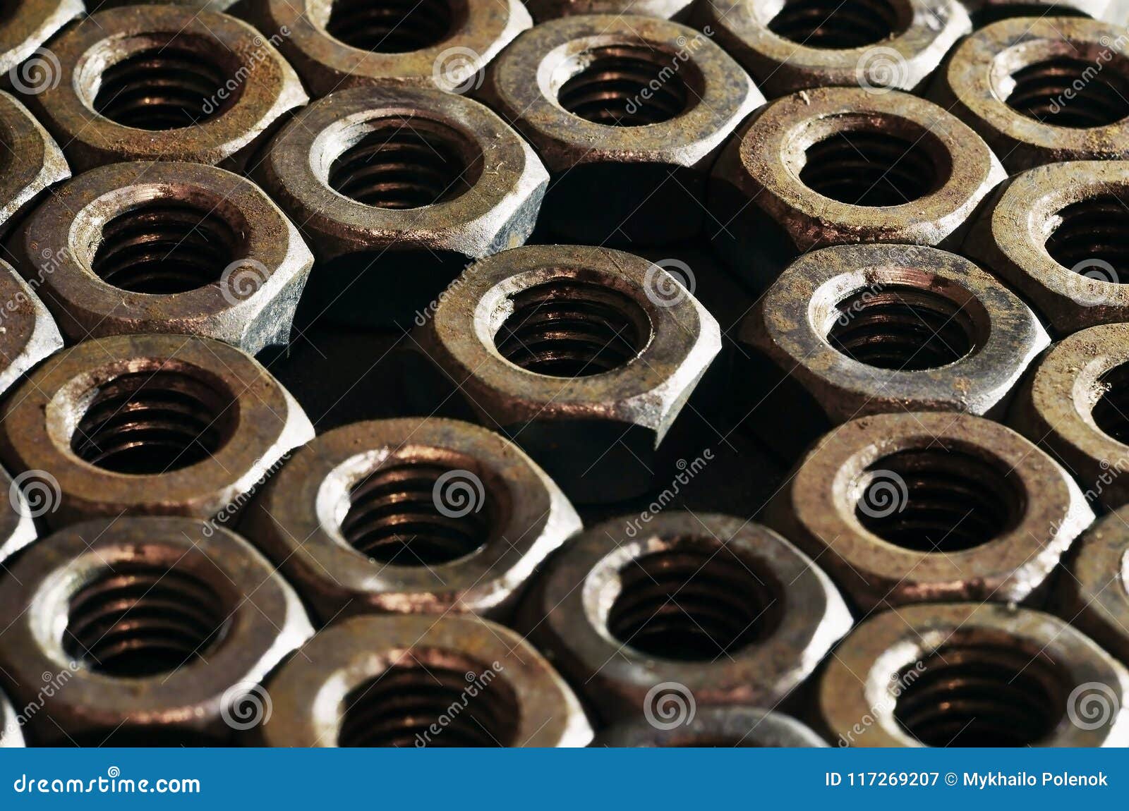 Close-up of rusty nuts stock image. Image of pile, hexagon - 117269207