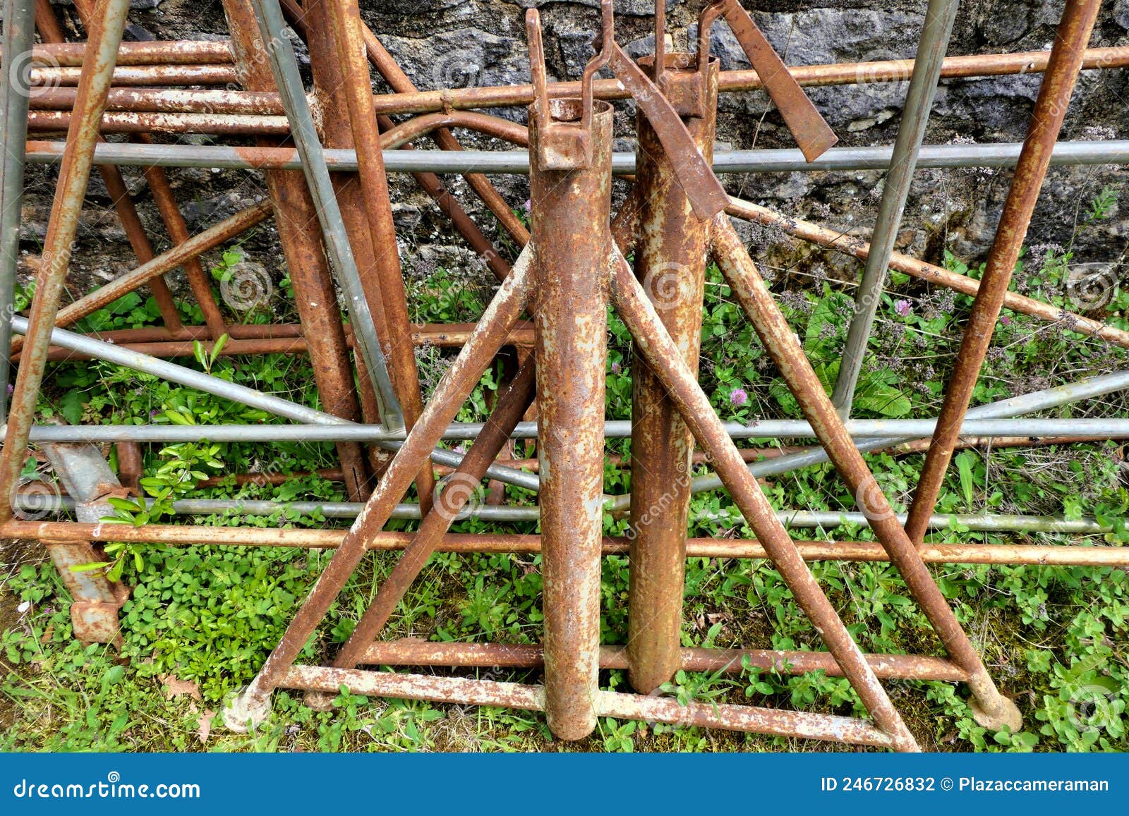 Rusty Scaffolding stock photo. Image of pipes, equipment - 246726832