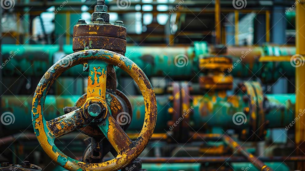 A Close Up of a Rusty Valve and Pipe Stock Image - Image of wheel ...
