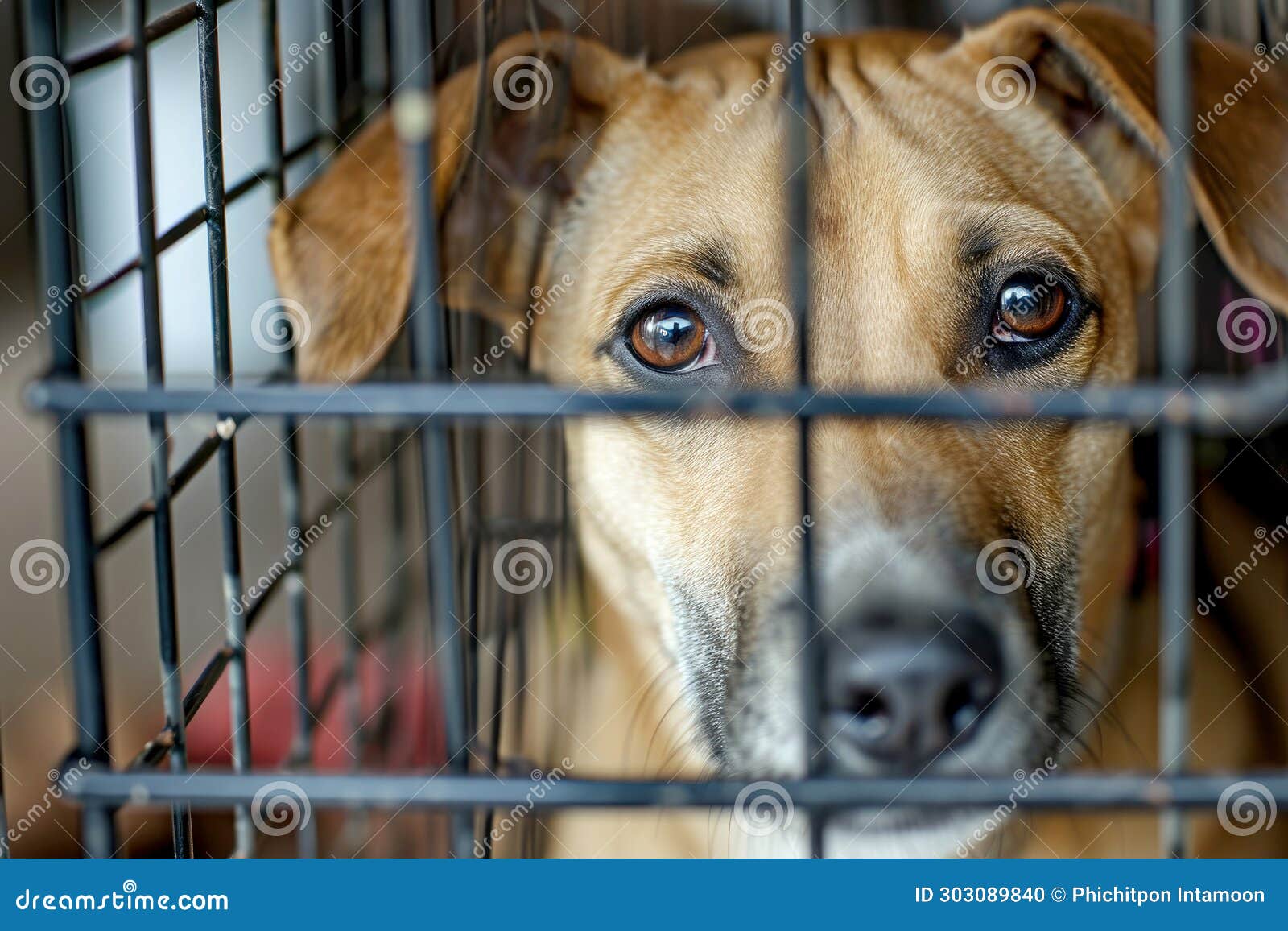Close Up Sad Large Dogs Caught in Cage. Generative AI Stock Photo ...