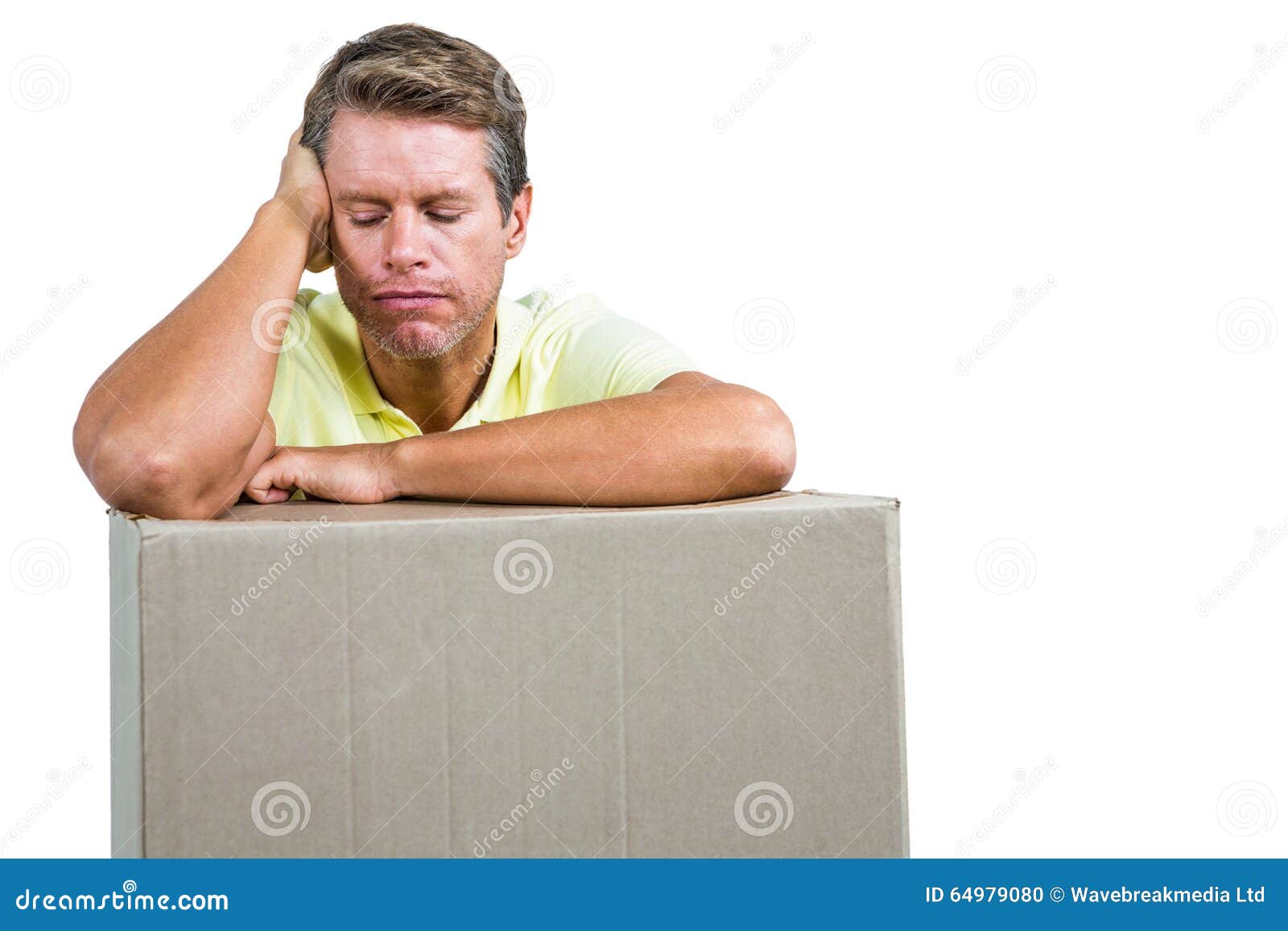 Close-up of Sad Man with Box Stock Photo - Image of bleakness ...