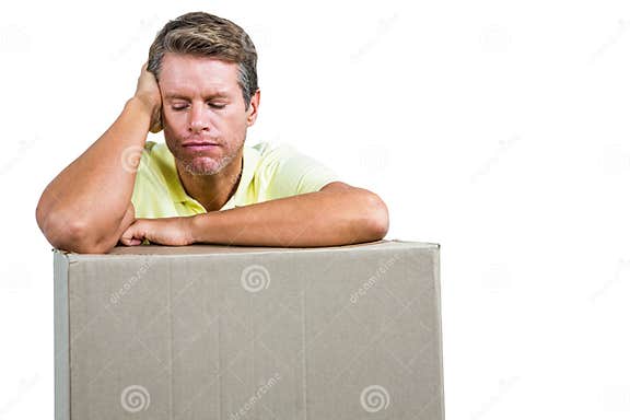 Close-up of Sad Man with Box Stock Photo - Image of bleakness ...