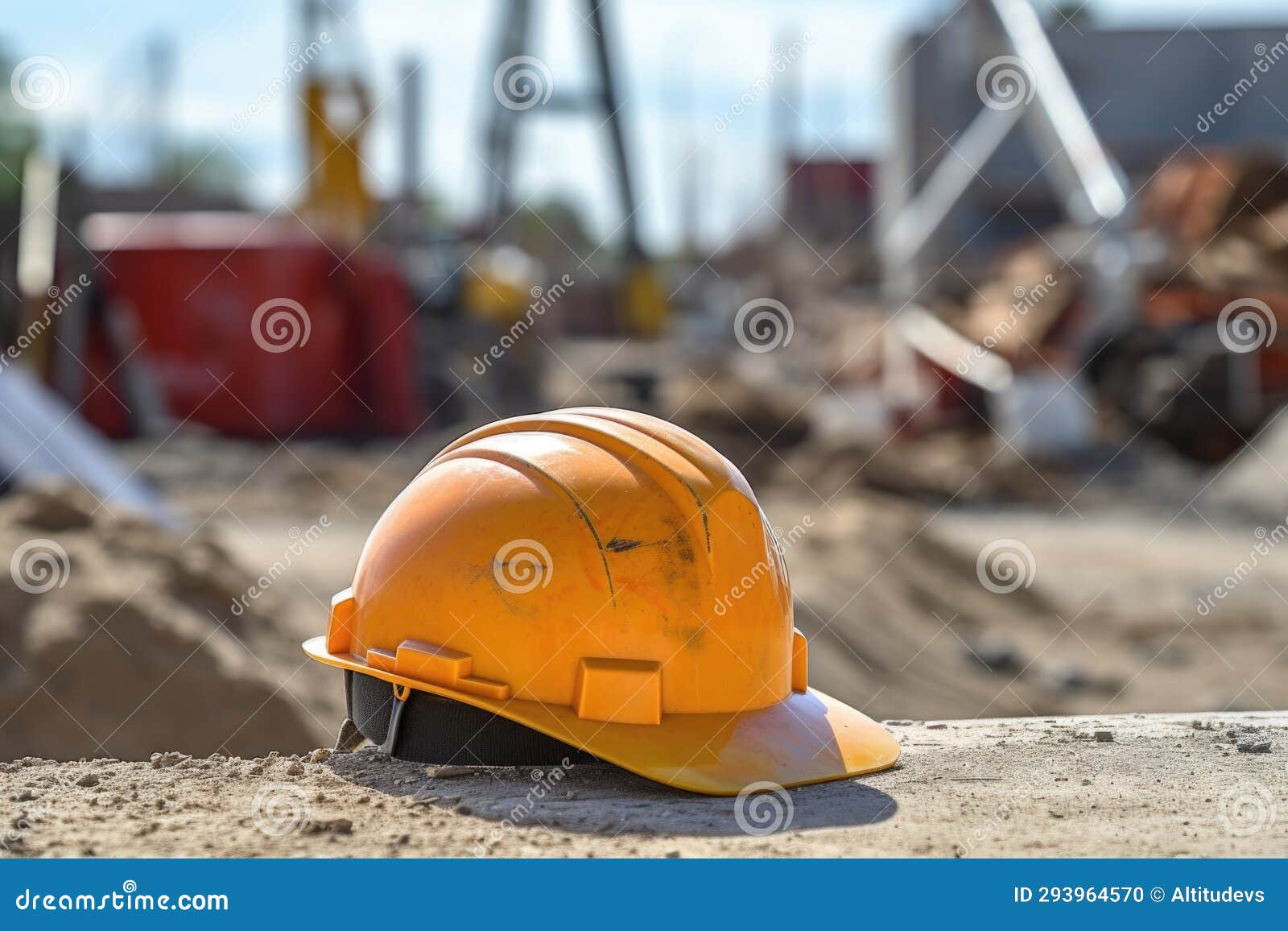 Close-up of a Safety Helmet on a Construction Site Stock Illustration ...