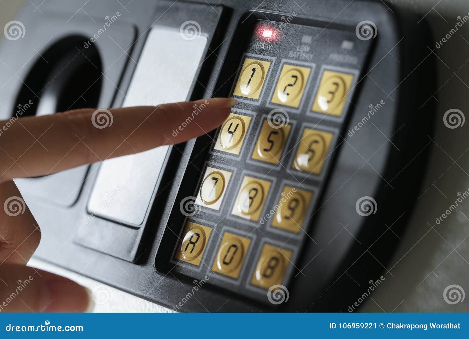 Close Up of a Safety Lock and Female Hand Lock Passcode. Stock Image ...