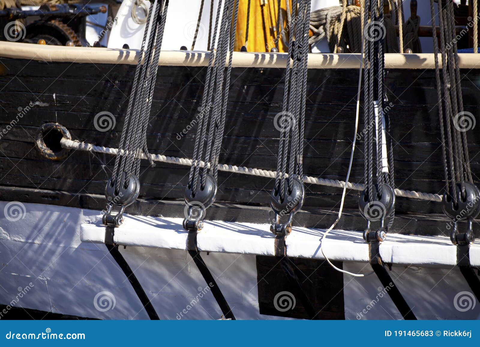 Close Up of a Sailboat Ropes and Rigging Stock Image - Image of line ...