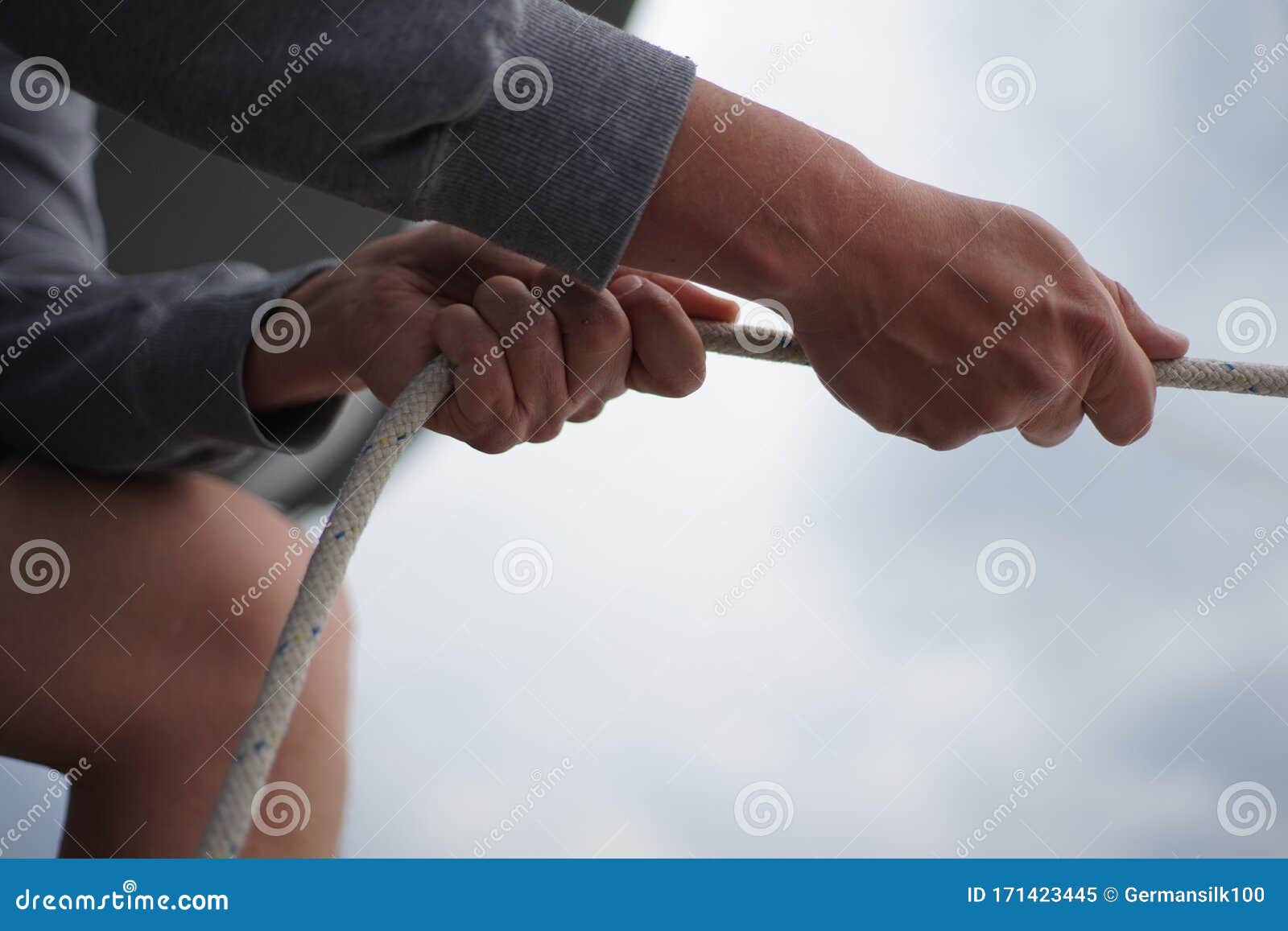 Close Up of a Sailors Hand Pulling a Rope, Sheet on a Sailboat Stock ...