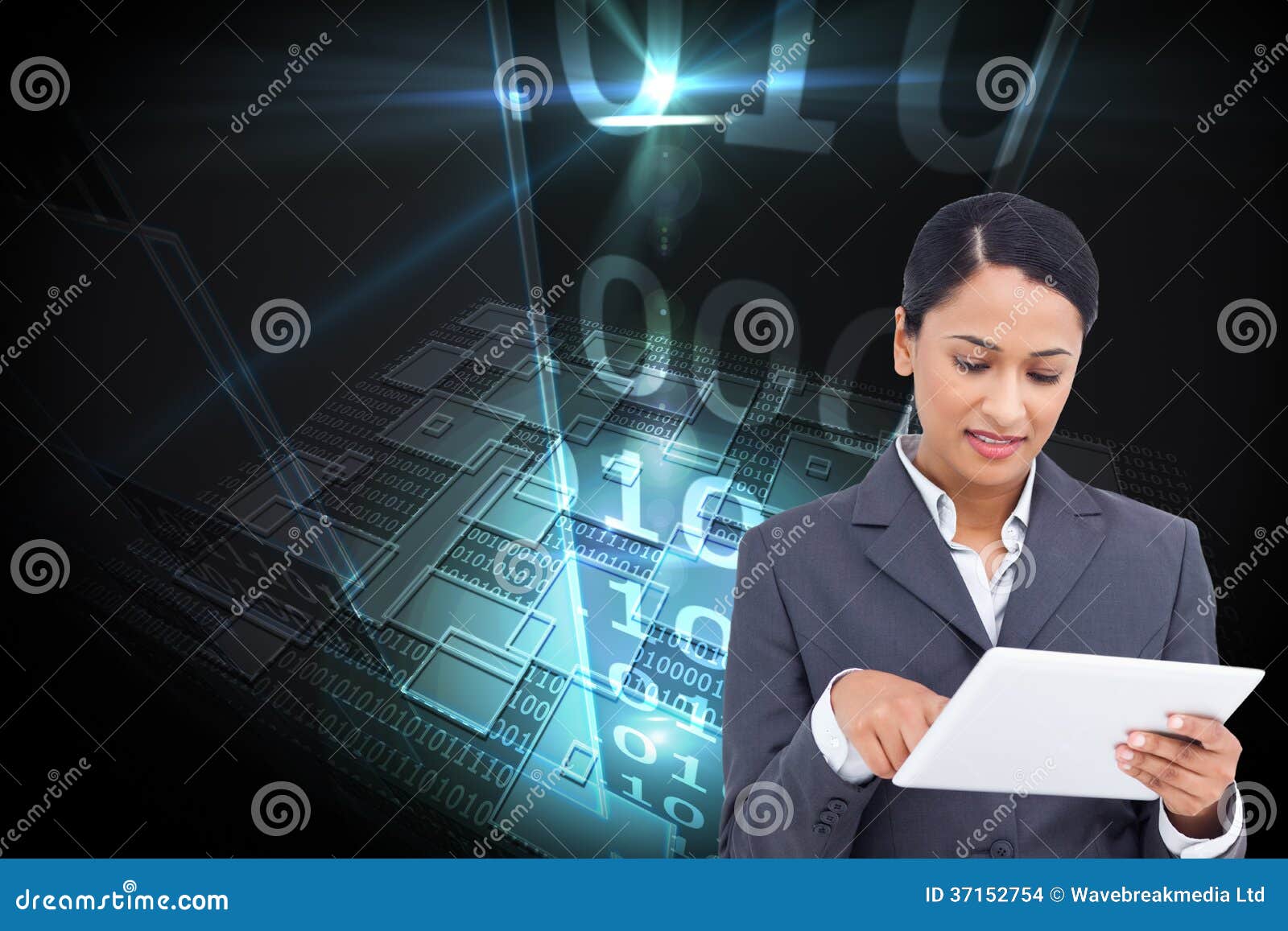 Close Up of Saleswoman with Her Touch Screen Computer Stock Photo ...