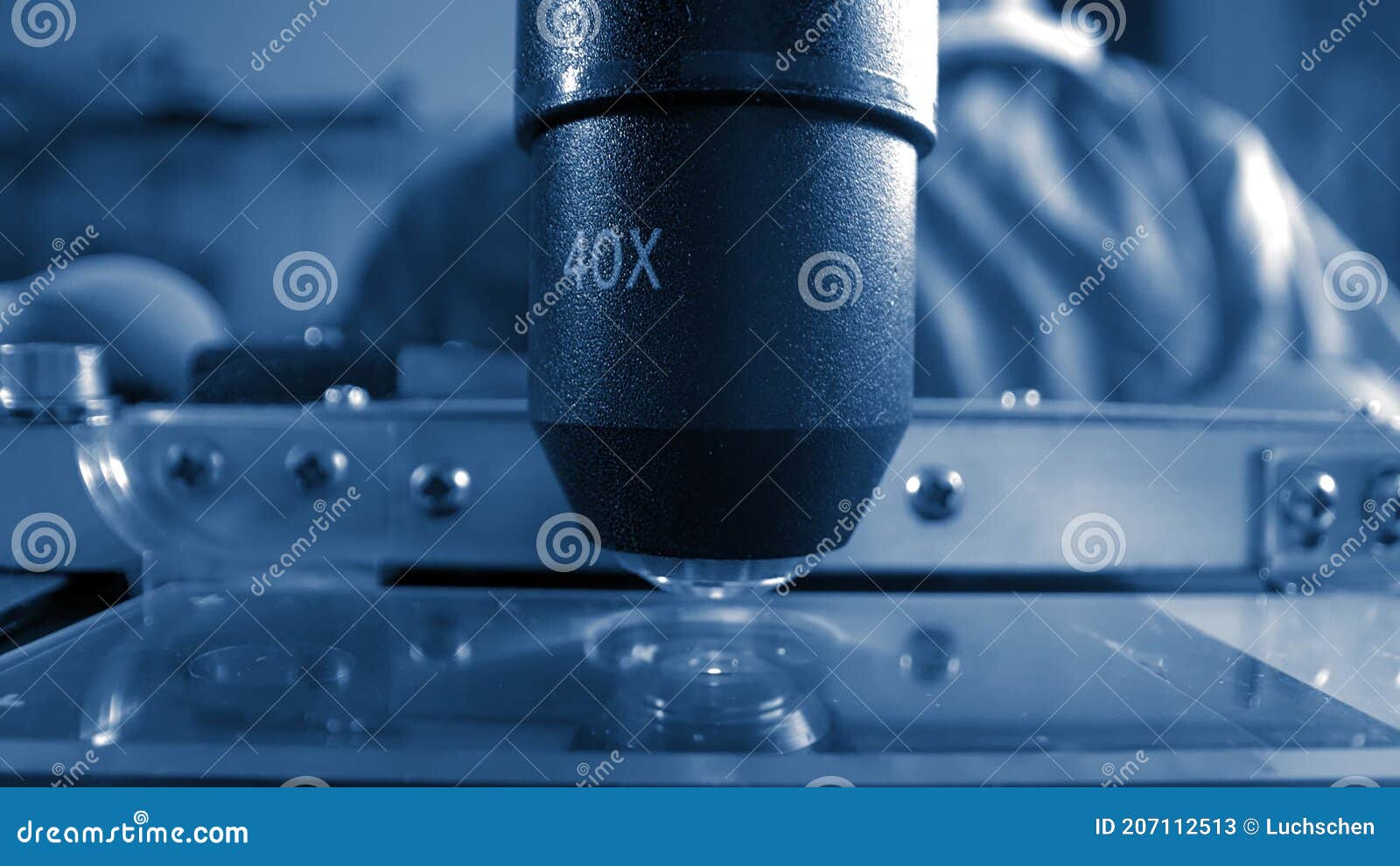Close-up of Sample Slide on a Microscope Table. Blue Toned Stock Video ...