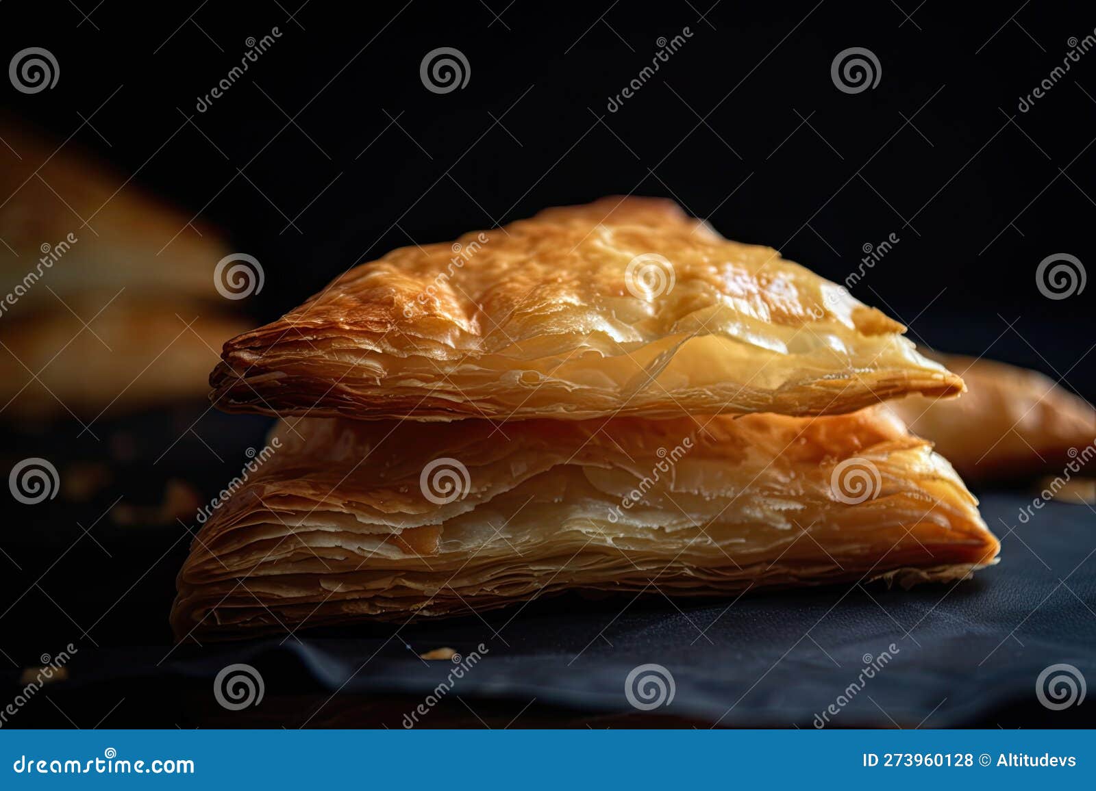 Close-up Of Samsa, Its Crispy Exterior And Flaky Dough Visible Stock ...
