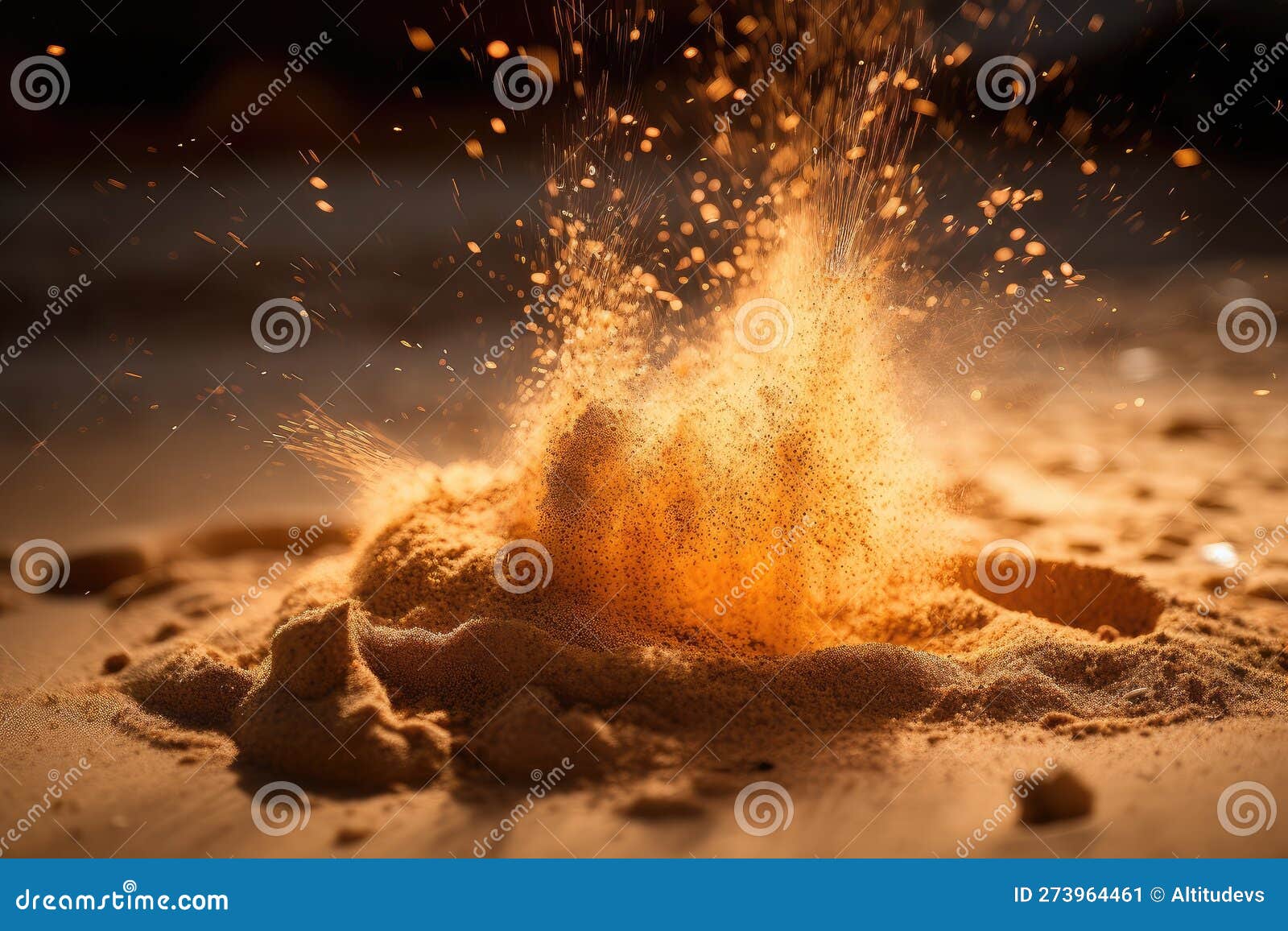 Close-up of Sand Exploding, with Sparks and Flames Visible Stock Image ...