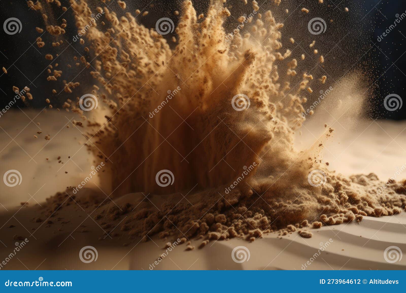 Close-up of Sand Explosion, with Grains Flying in All Directions Stock ...