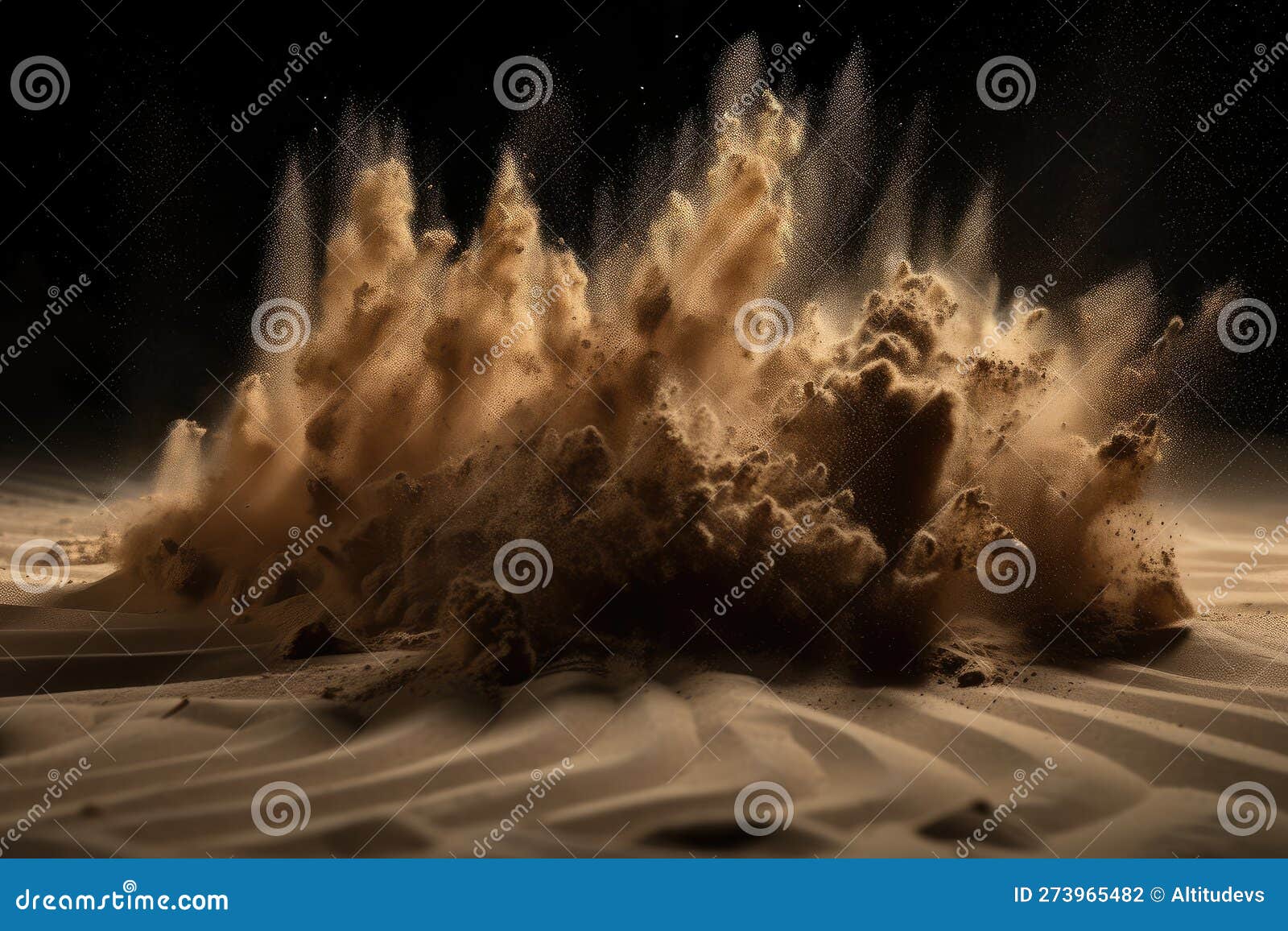 Close-up of Sand Explosion, with Grains Flying in Every Direction Stock ...