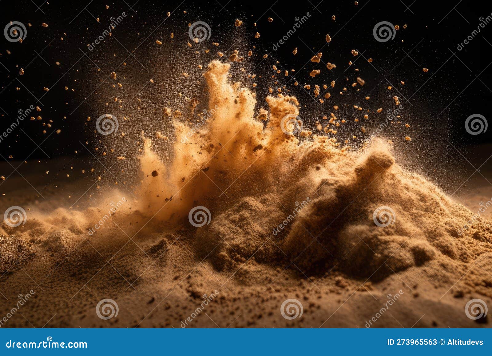 Close-up of Sand Explosion, with Grains Flying in Every Direction Stock ...