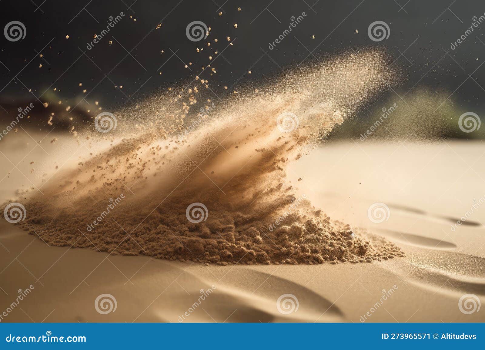 Close-up of Sand Explosion, with Grains Flying in Every Direction Stock ...