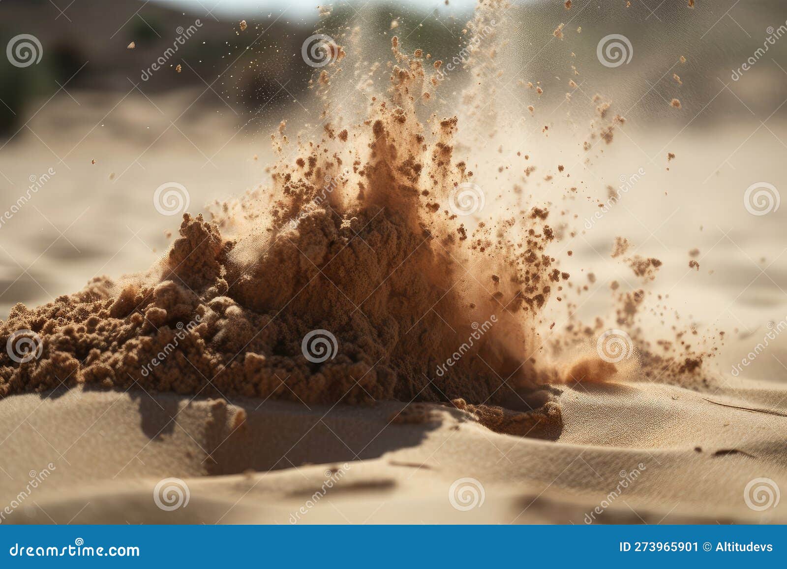 Close-up of Sand Explosion, with Individual Grains of Sand Visible ...