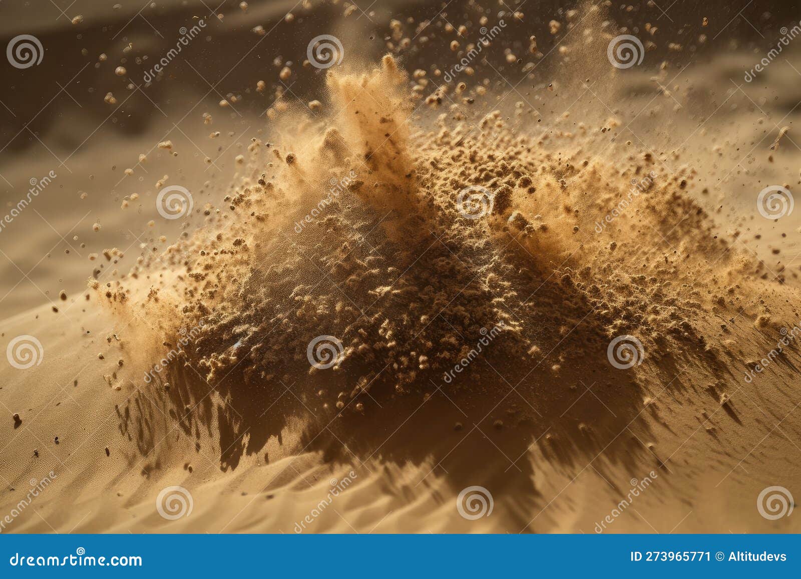 Close-up of Sand Explosion, with Tiny Grains Flying Outwards Stock ...