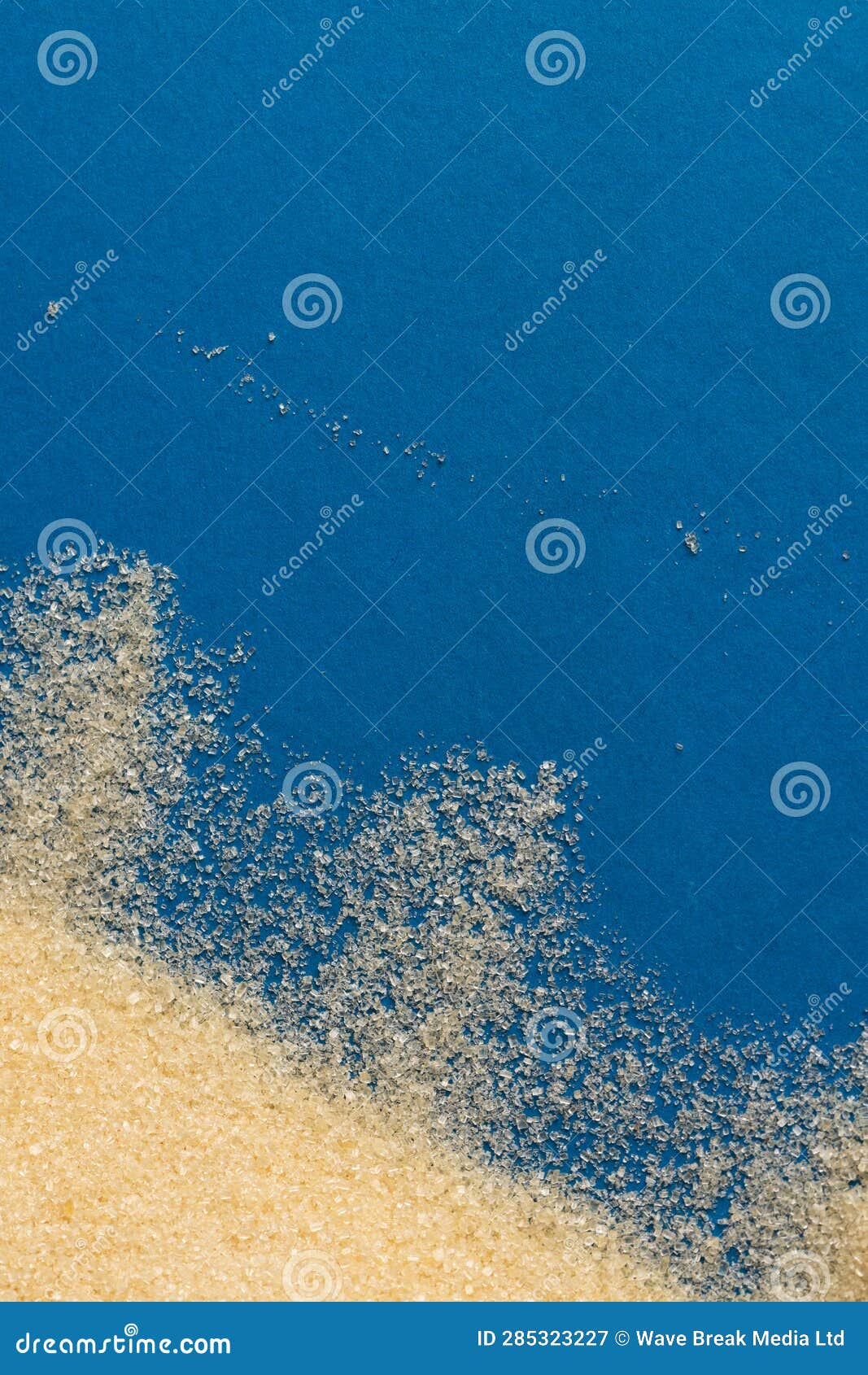 Close Up of Sand Grains and Copy Space on Blue Background Stock Image ...