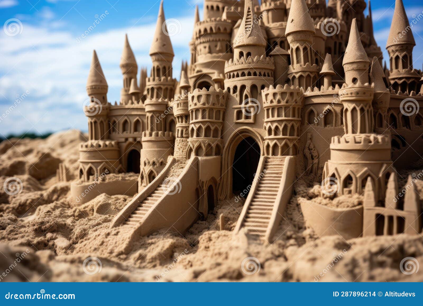 Close-up of Sandcastle with Intricate Details Stock Illustration ...