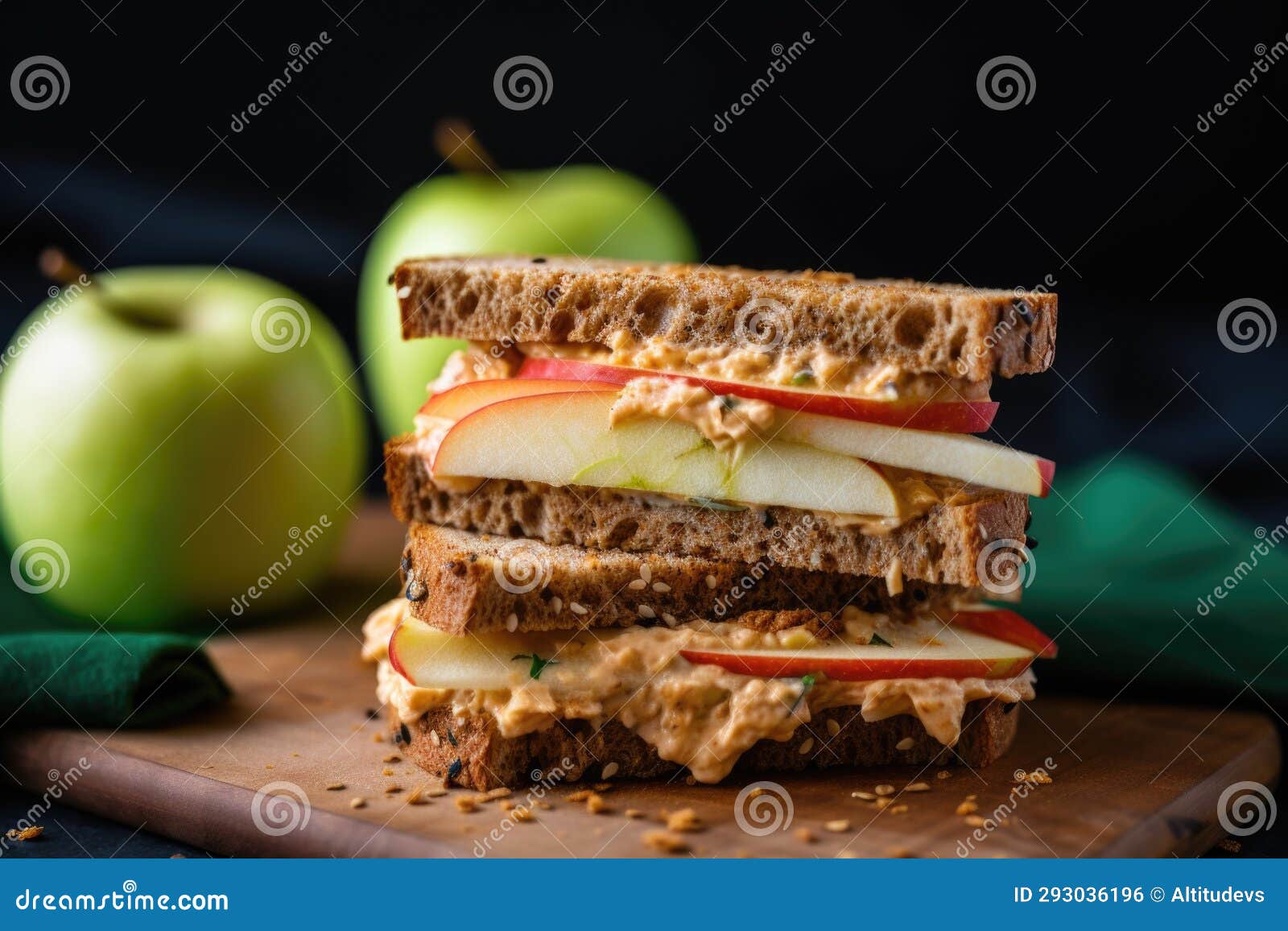 A Close-up of a Sandwich with Spicy Mayo and Apple Slices Stock Photo ...