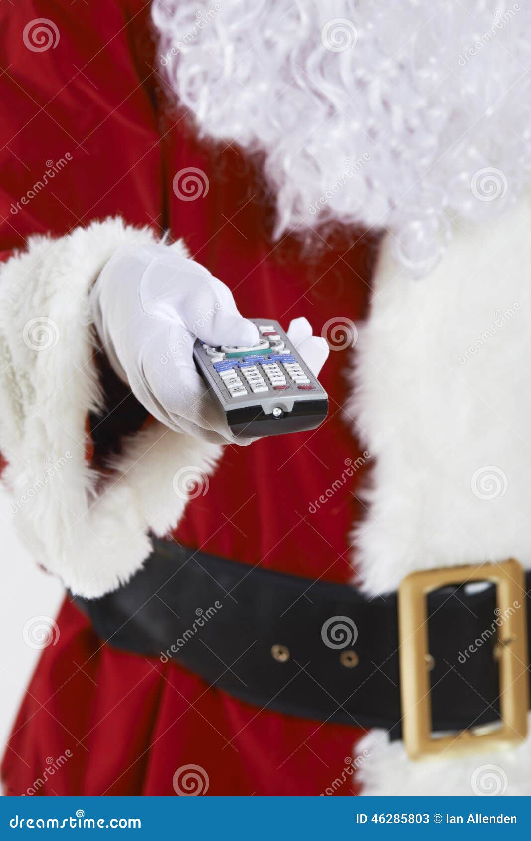 Close Up of Santa Claus Holding Television Remote Control Stock Image ...