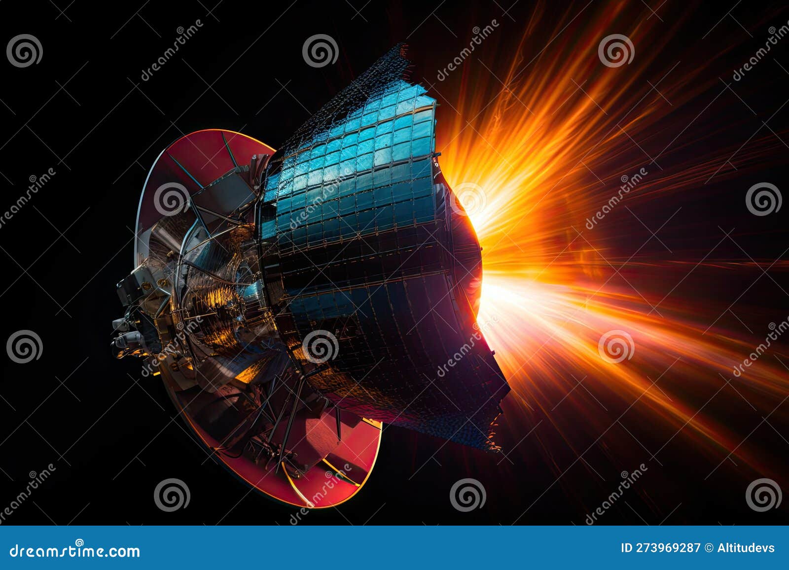 Close-up of Satellite and Space Probe Thruster, Providing Powerful ...
