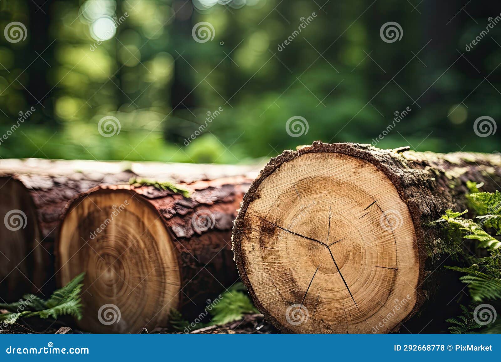 Sawn Off Trees in a Forest, Generative AI Stock Illustration ...