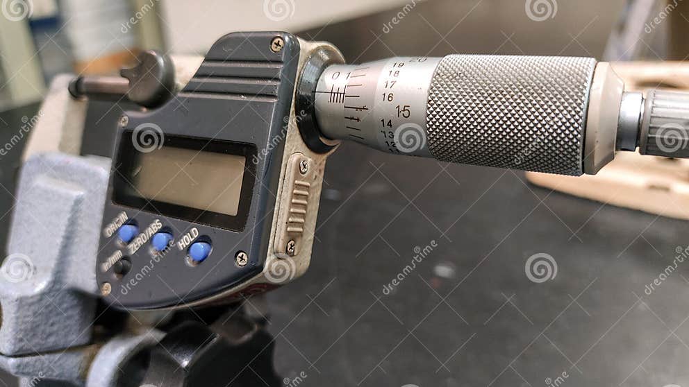 Close - Up of Scale Thimble Micrometer Electronic Device Stock Image ...