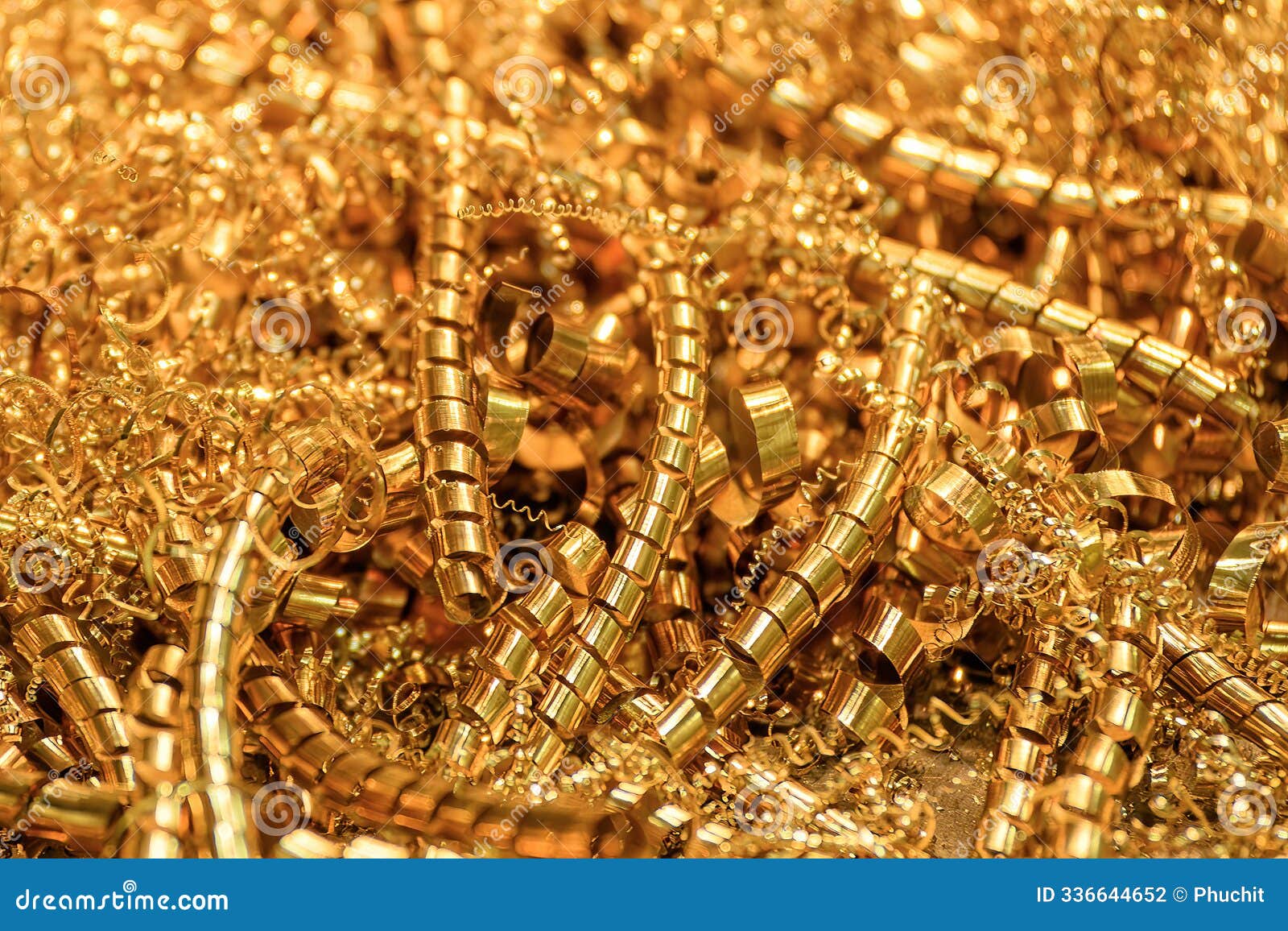 Close-up Scene of the Brass Materials Scrap from Turning Process Stock ...
