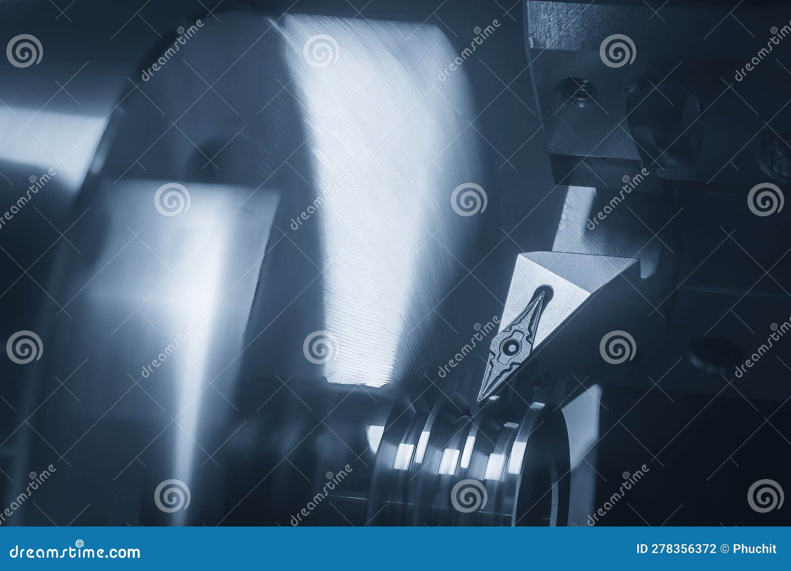 Close Up Scene the Chip Insert Tool Operation on CNC Lathe Machine ...